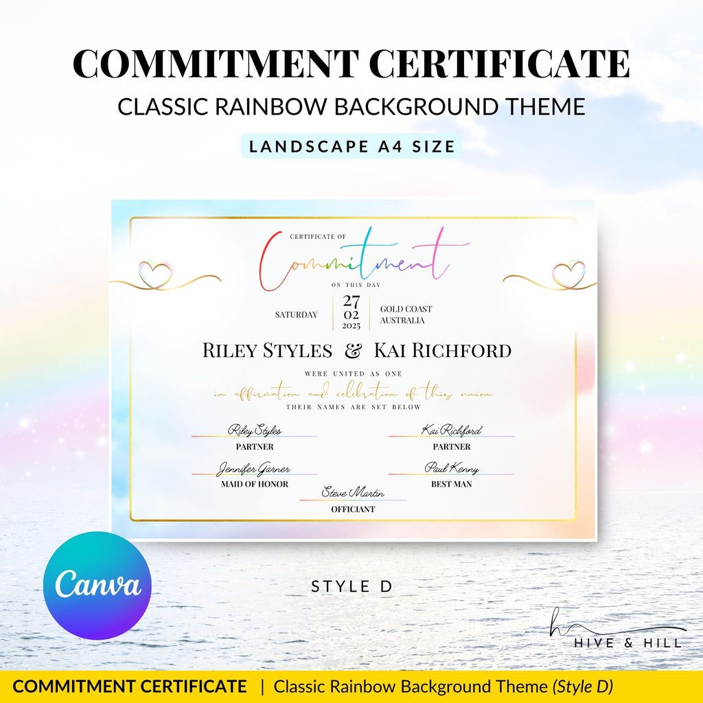All Love Wins landscape commitment certificate with rainbow border ...