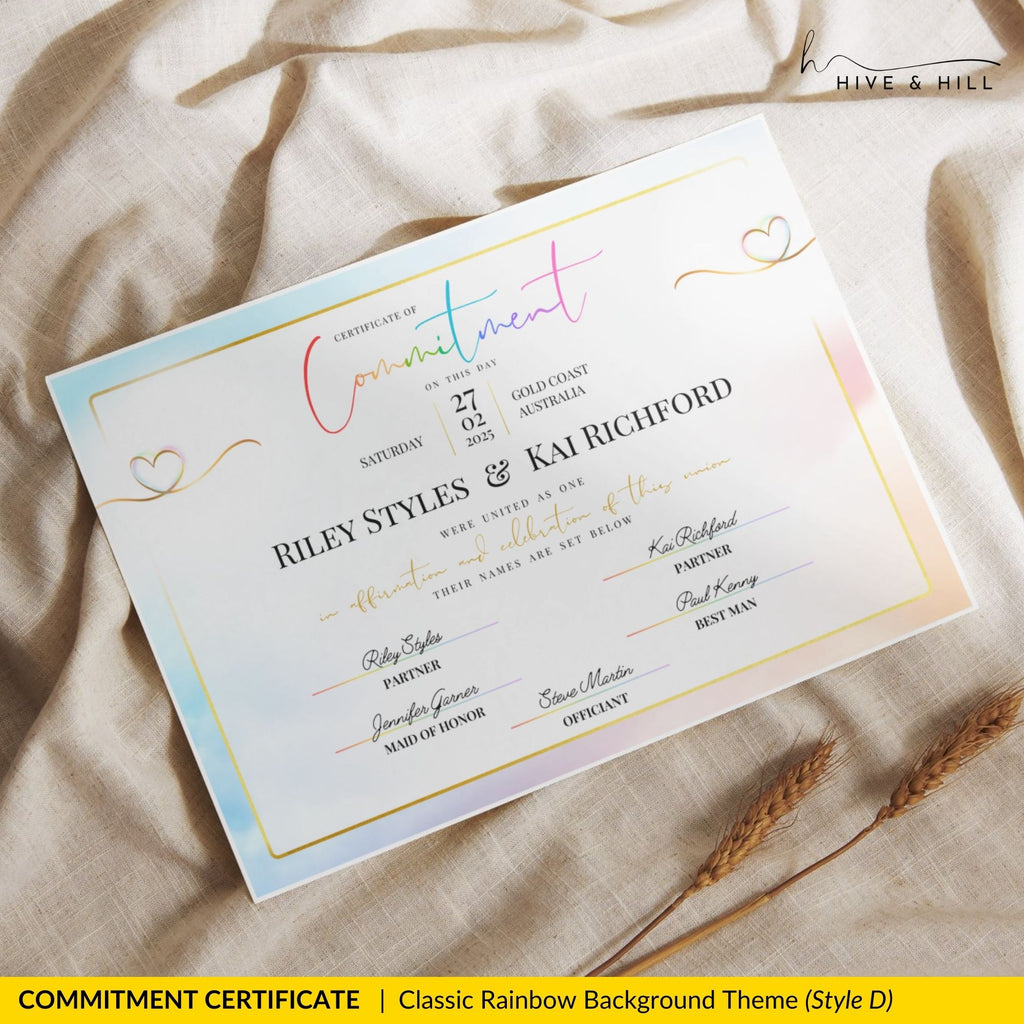 All Love Wins landscape commitment certificate on linen fabric with ...